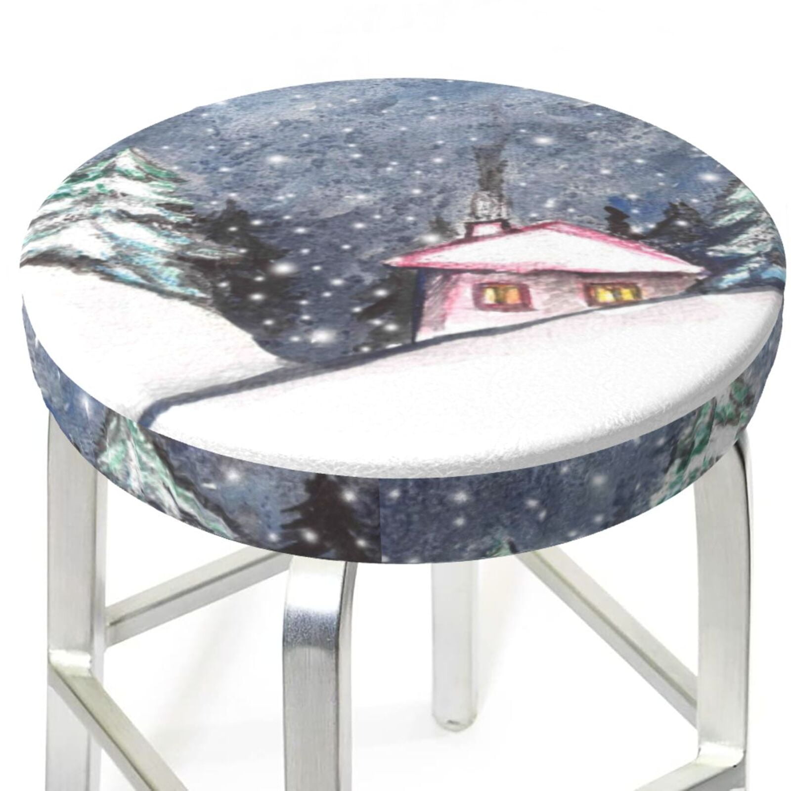 Round Bar Stool Covers Landscape For Christmas Soft Velvet Bar Stool ...