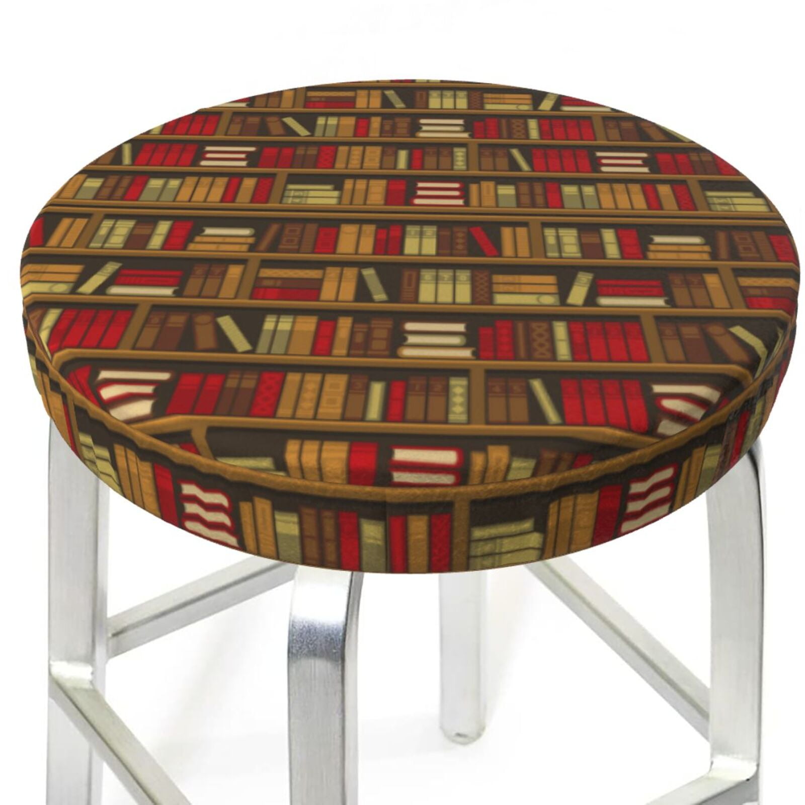 Round Bar Stool Covers Library Book Shelf cool vintage Soft Velvet Bar ...