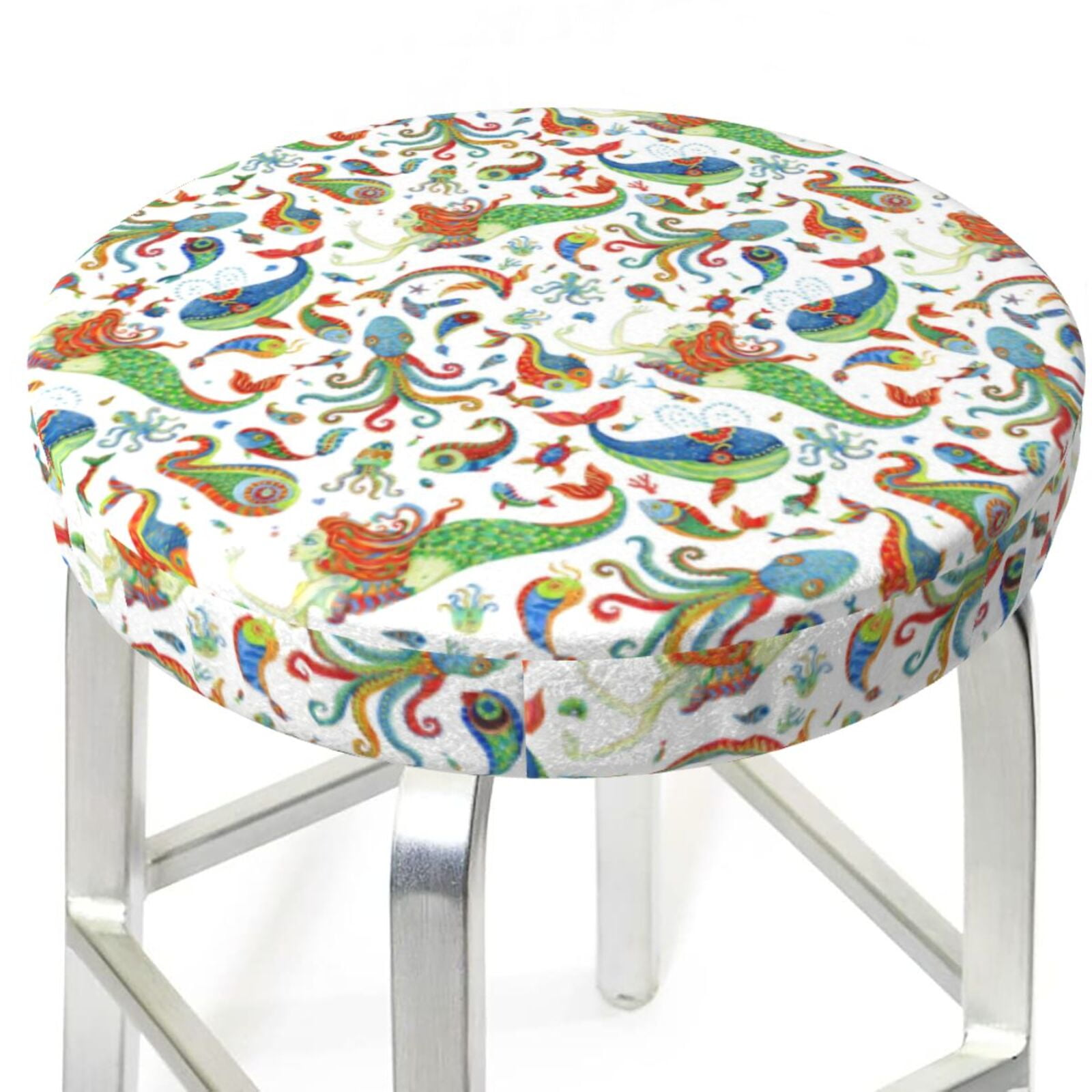 Round Bar Stool Covers Sea Animals 1 Soft Velvet Bar Stool Seat Covers ...