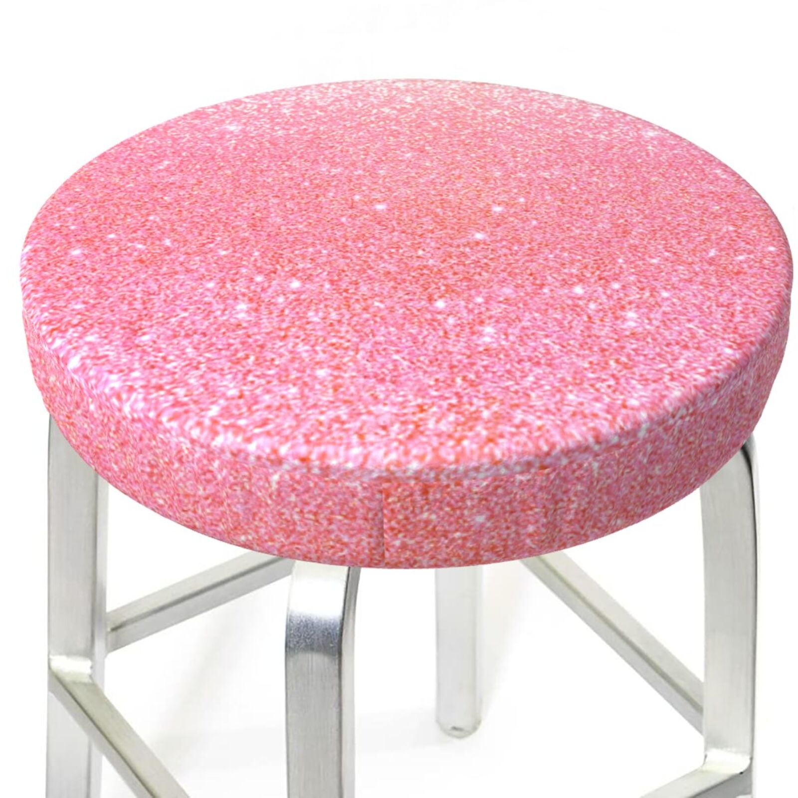 Round Bar Stool Covers Sparkly Pink Glitter Soft Velvet Bar Stool Seat ...