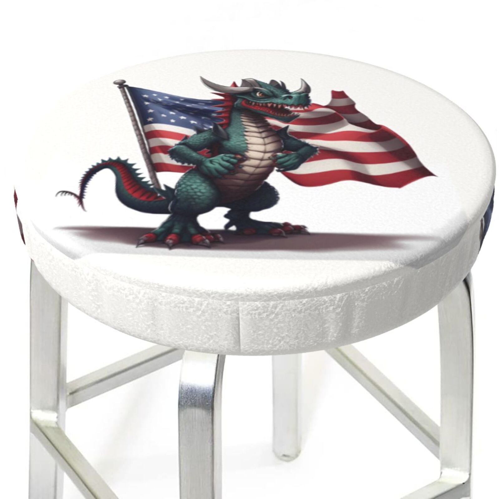 Round Bar Stool Covers USA Patriotic Dragon Soft Velvet Bar Stool Seat ...