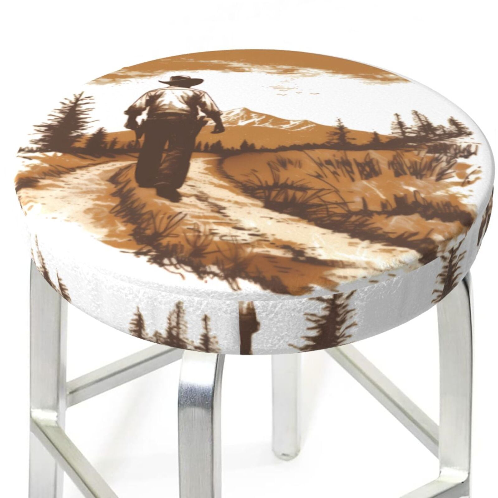 Round Bar Stool Covers Western Cowboy Countryside Soft Velvet Bar Stool ...