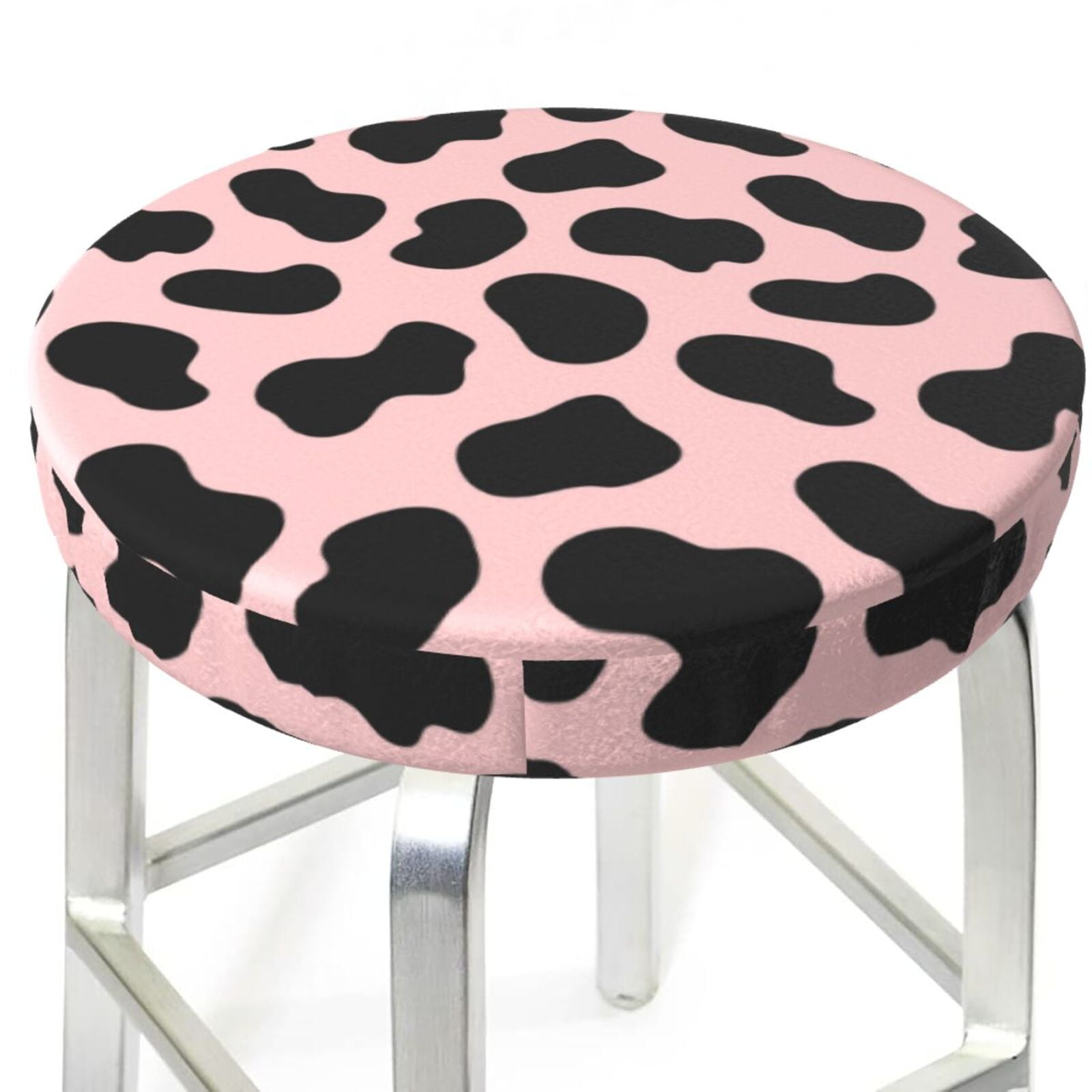 Round Bar Stool Covers cow spots Cute girly print Soft Velvet Bar Stool ...
