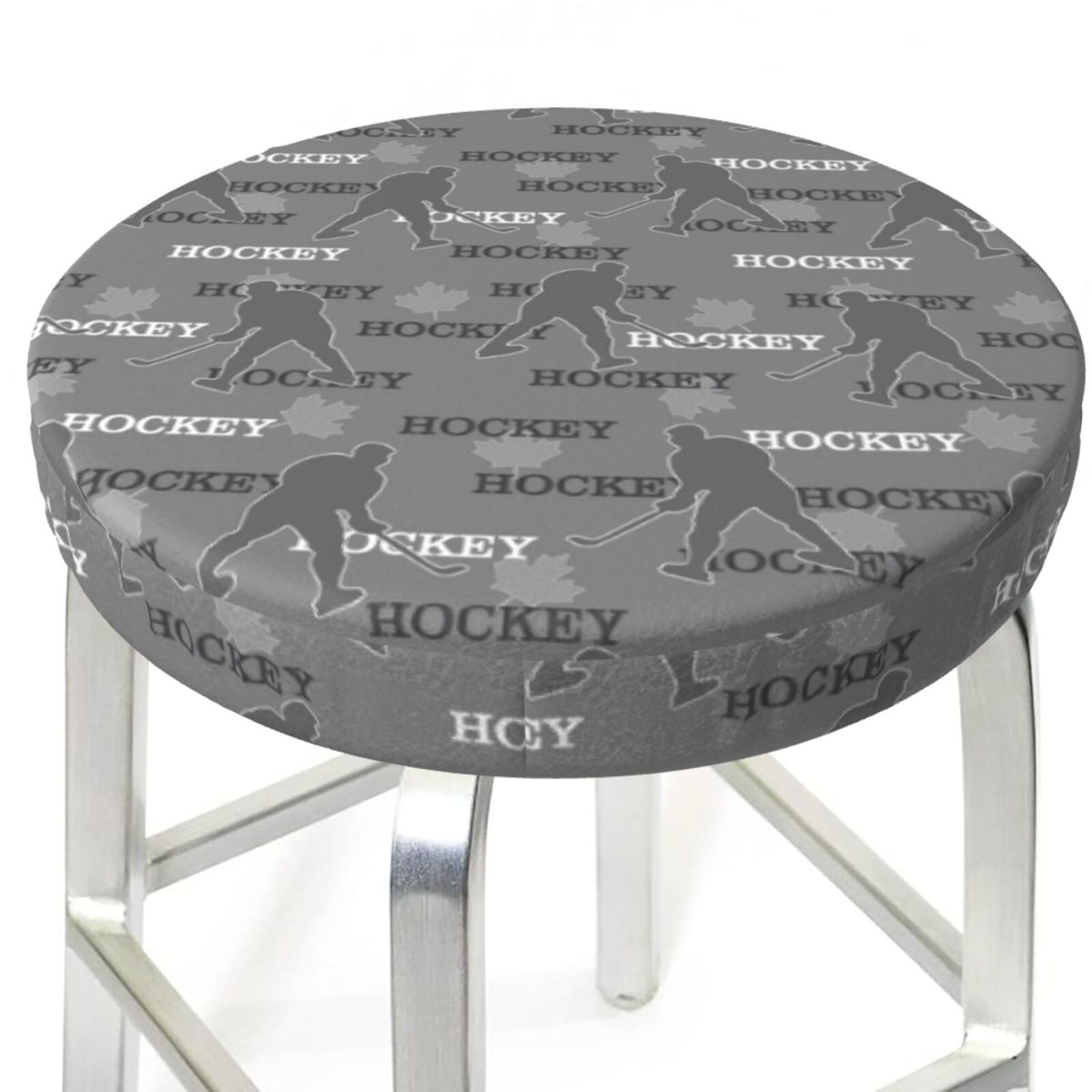 Round Bar Stool Covers grey hockey players cool Soft Velvet Bar Stool ...