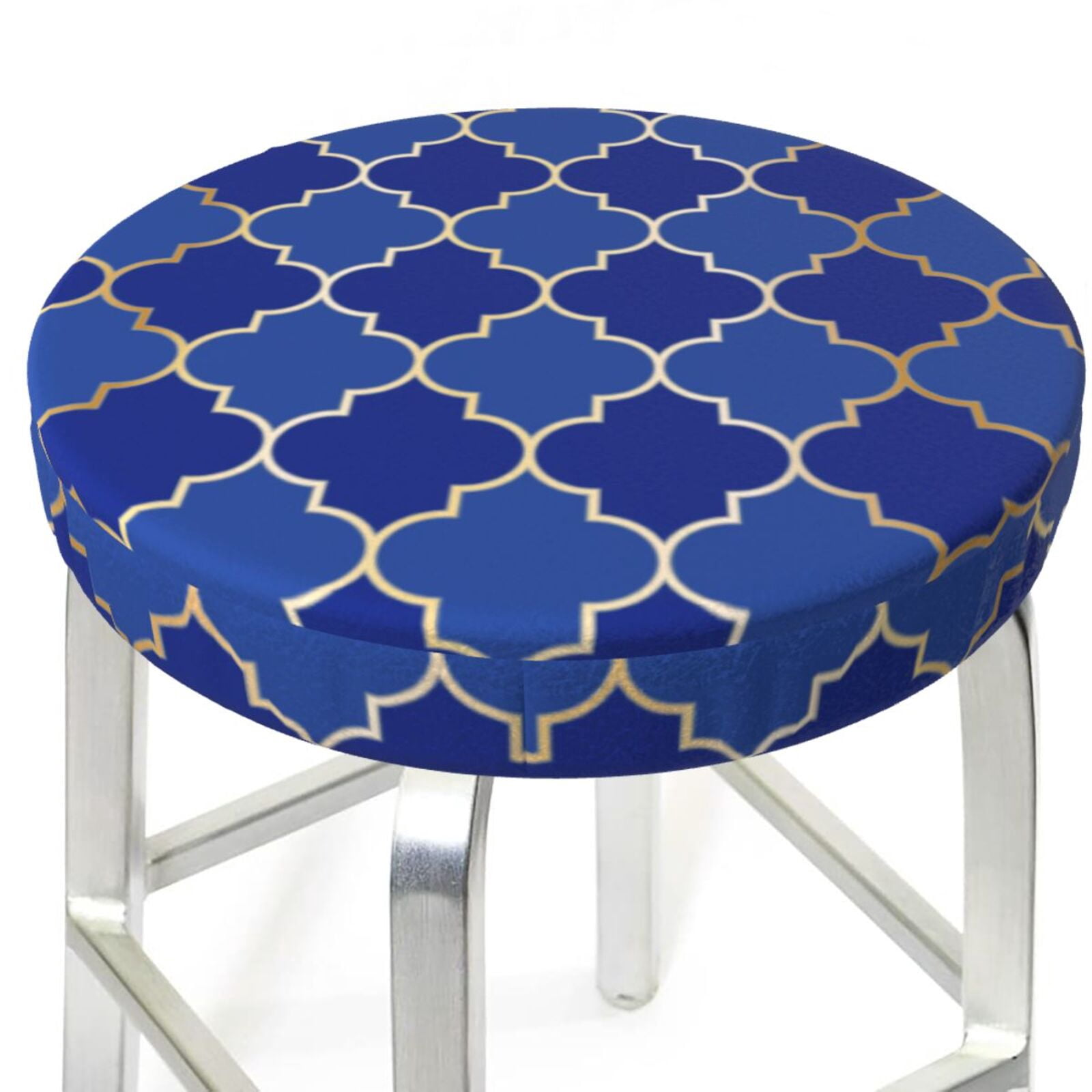 Round Bar Stool Seat Covers, Blue Lantern Shapes Elastic Round Chair ...