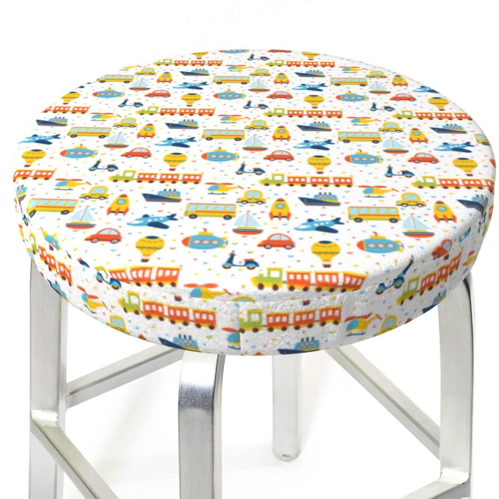 Round Bar Stool Seat Covers, Cartoon Transport Elastic Round Chair ...
