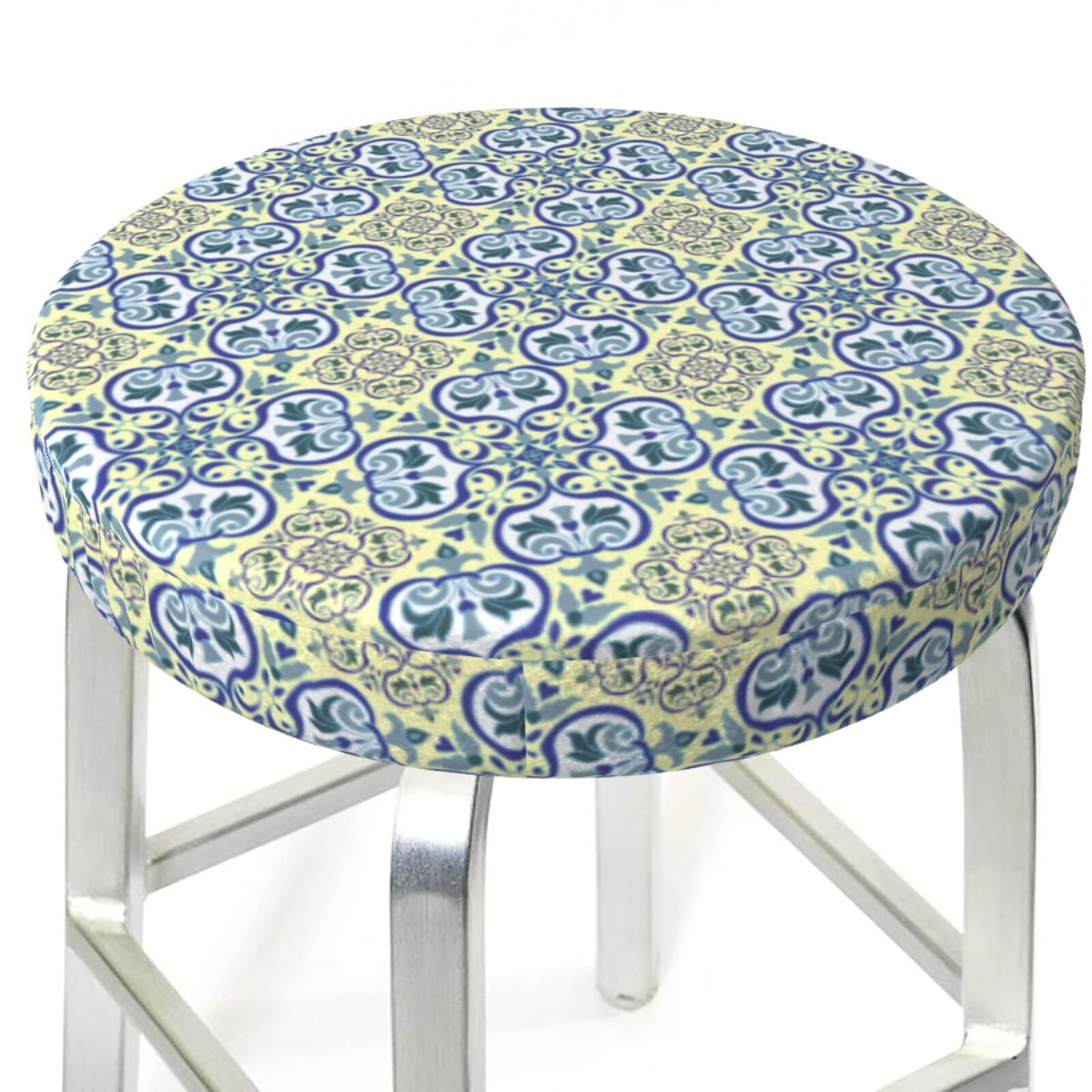 Round Bar Stool Seat Covers, vintage Italian majolica style pattern ...
