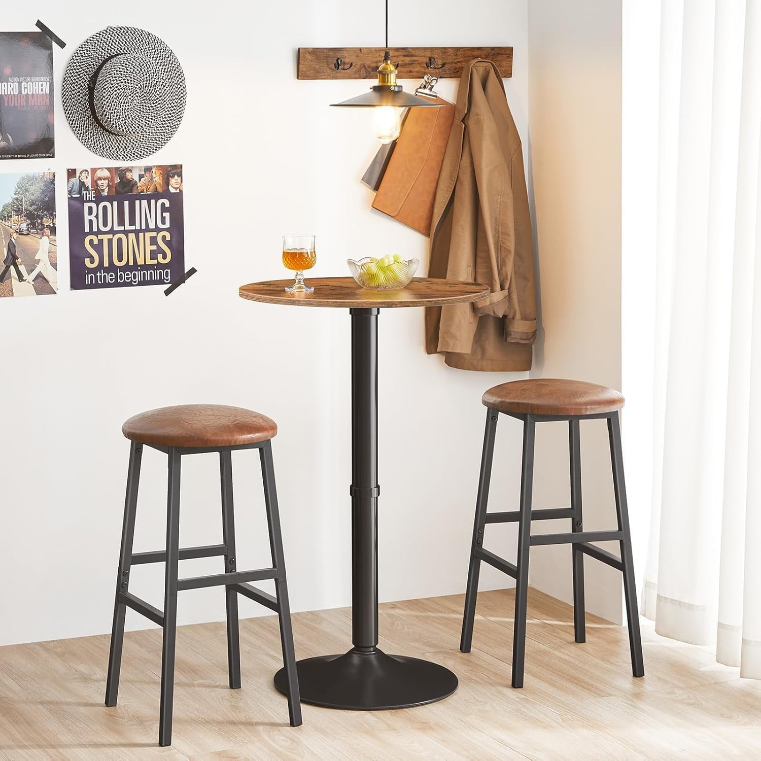 Round Bar Table, 35" Tall Pub Table, Cocktail Table with Base, Stable ...
