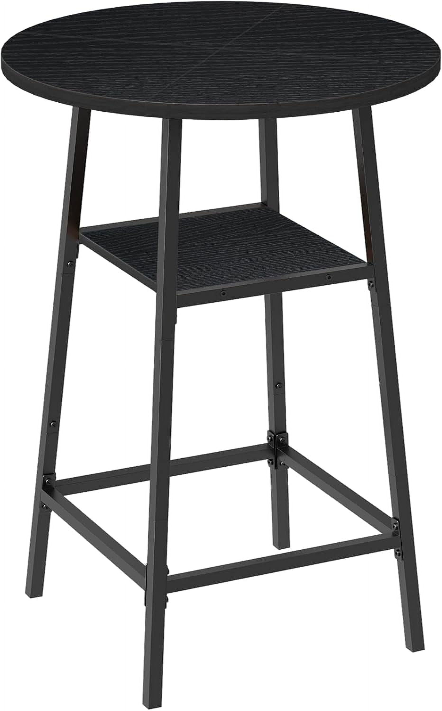 Round Bar Table, 37.4" High Pub Table, 2-Tier Counter Height Cocktail ...