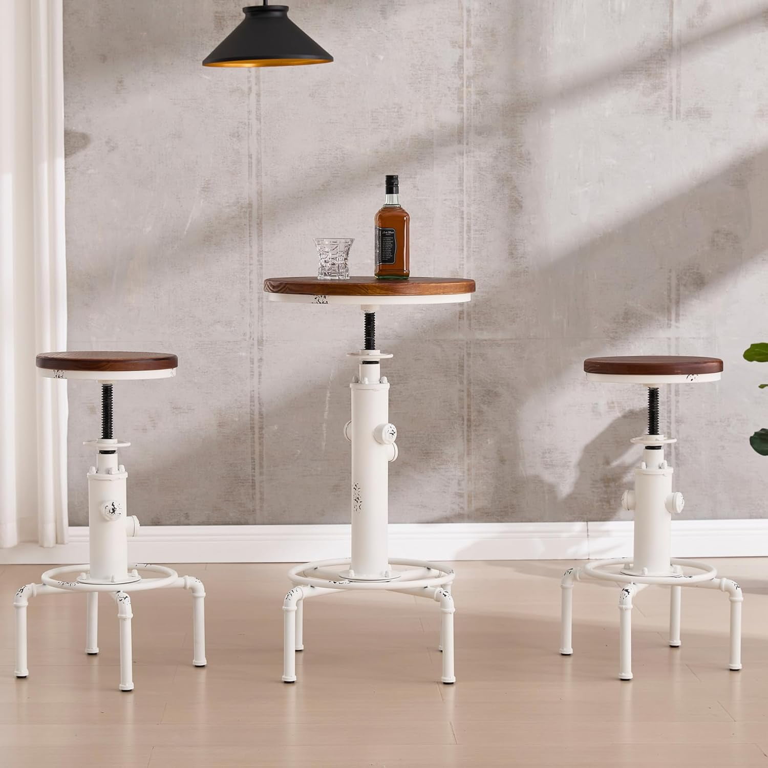 Round Bar Table 38.5" Whiskey Standing Pub Table Rustic Swivel ...