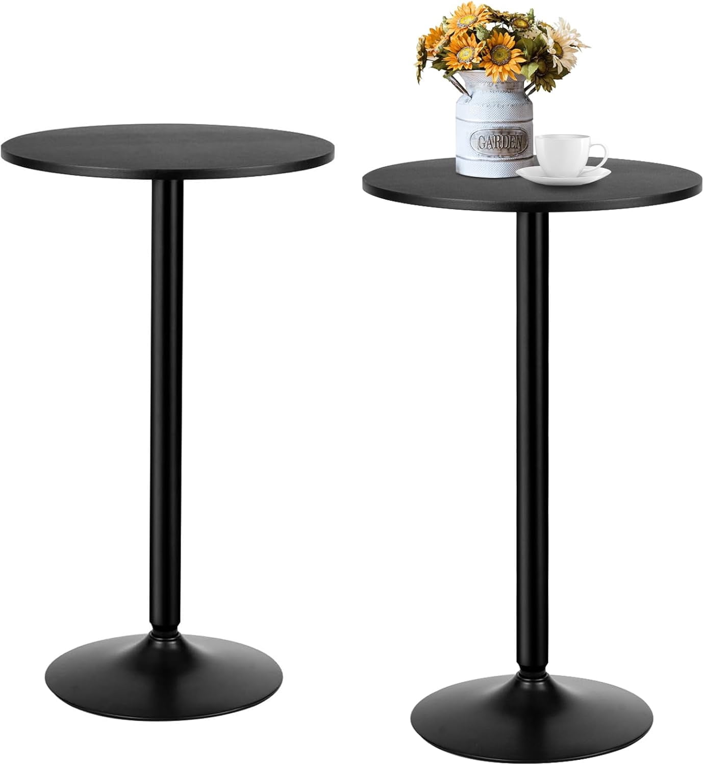 Round Bar Table, Tall Standing Cocktail Table with Sturdy Metal Base ...