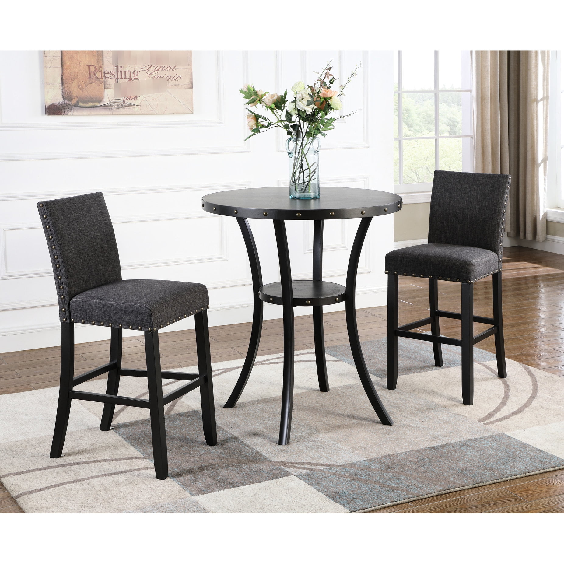 Round Bar Table and 2 Chairs | Designed for Happy Coffee Times | Wood ...