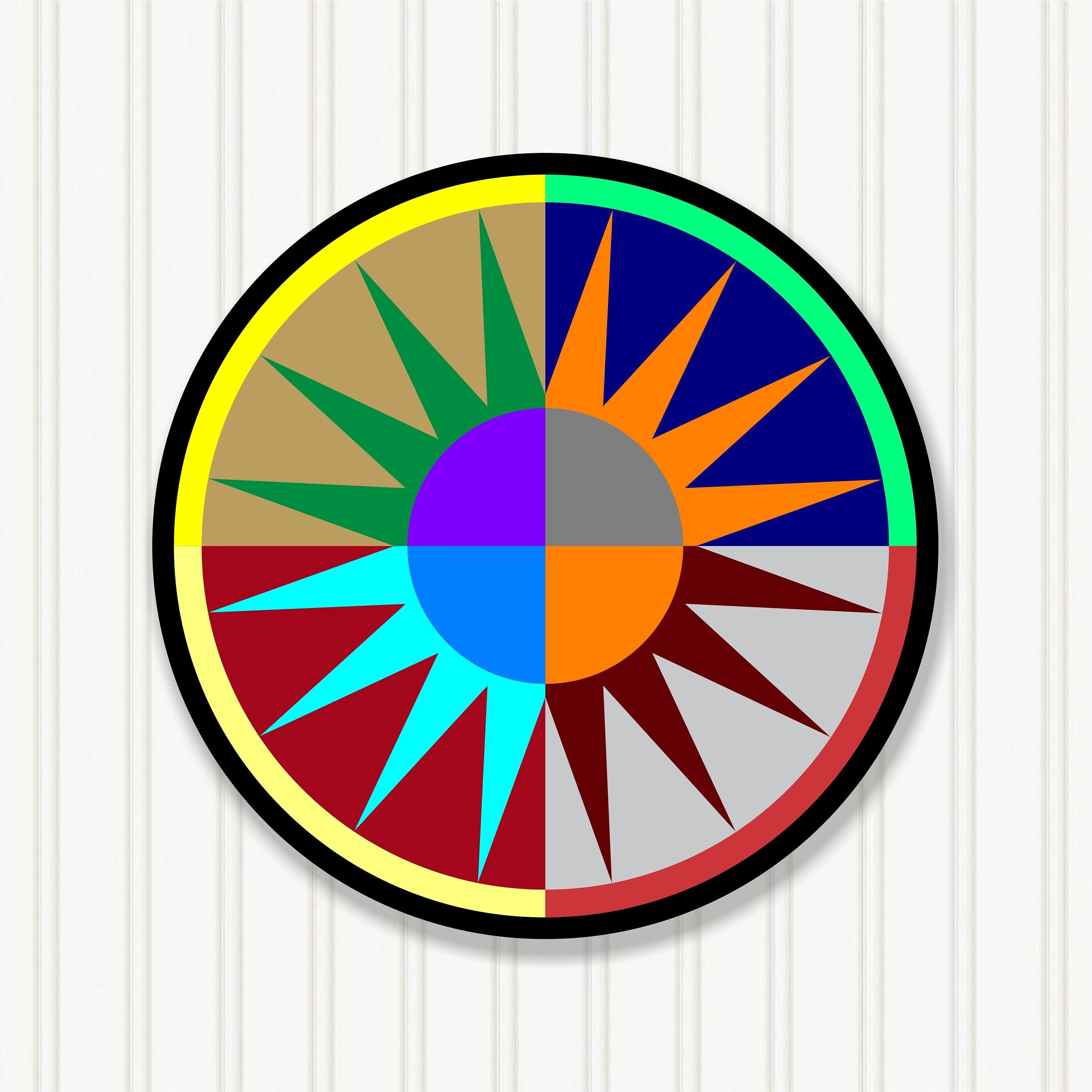 Round Barn Quilt, 7 Beautiful Sizes, Wall Art Decor, Barn Quilt Sign ...