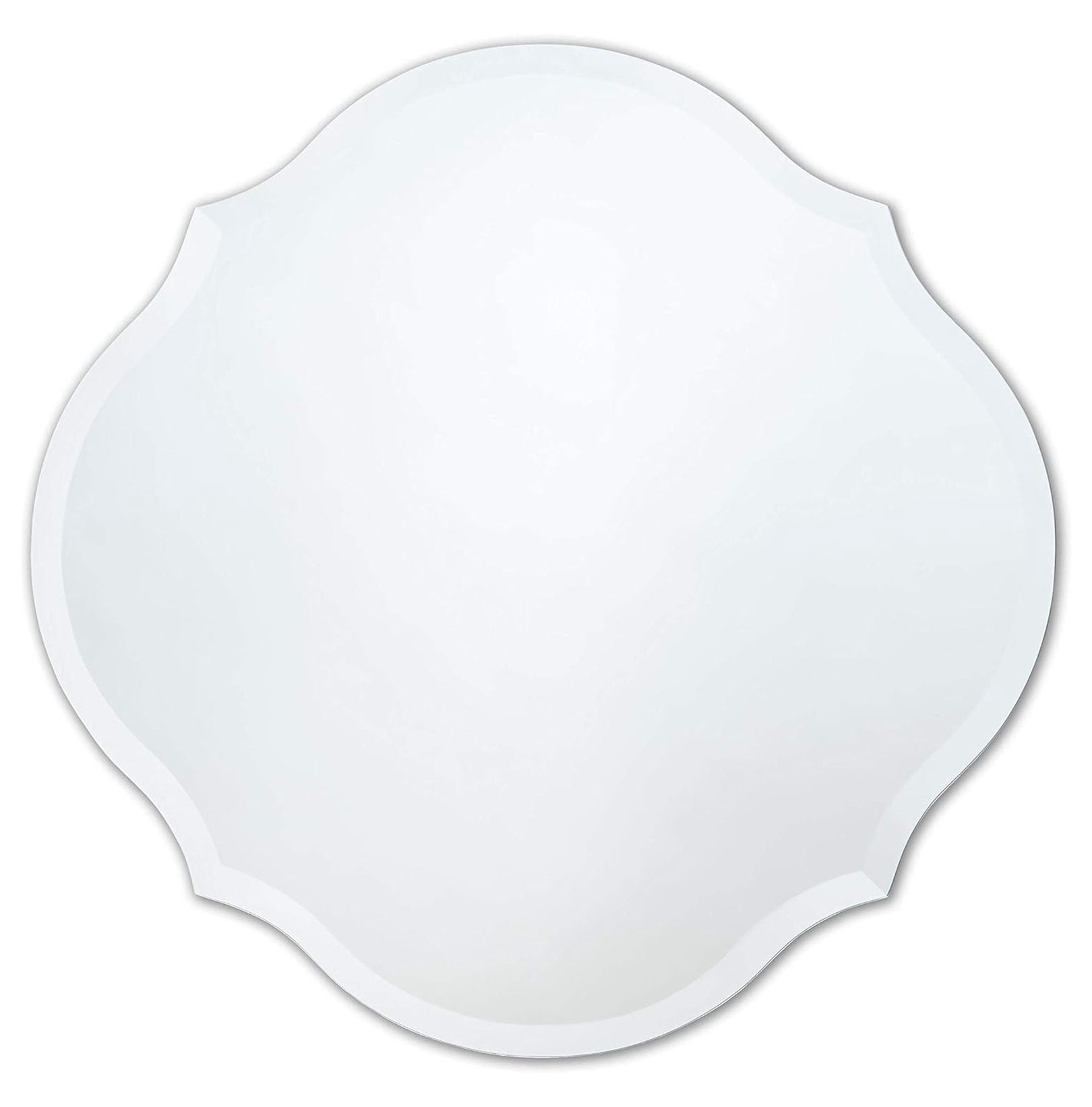 Round Bathroom Mirror 30x30 - Frameless Beveled Edge - Scalloped Wall ...
