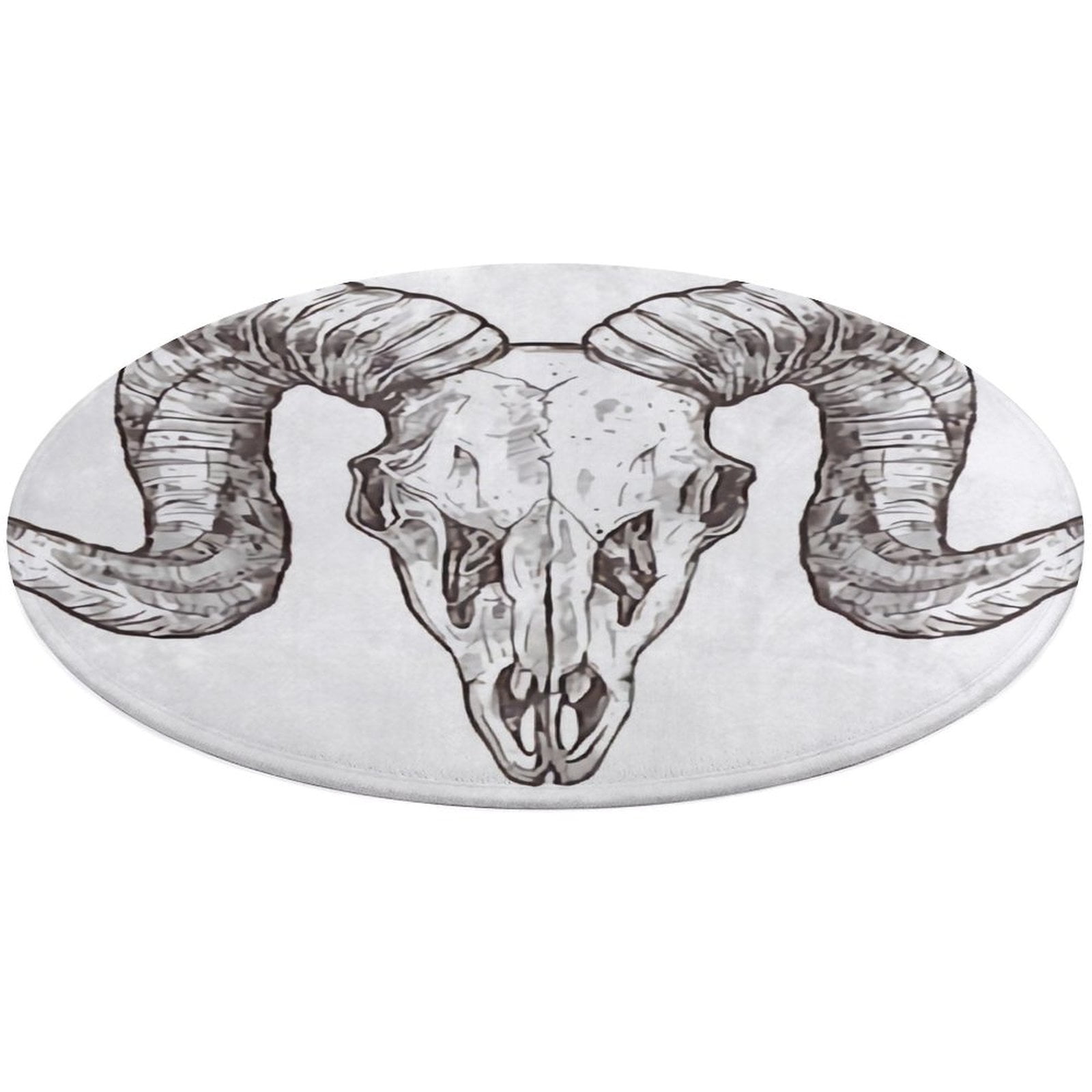 Round Bathroom Rug,Sketch Sketch Skull Skull Boho Hand Animal Wildlif ...