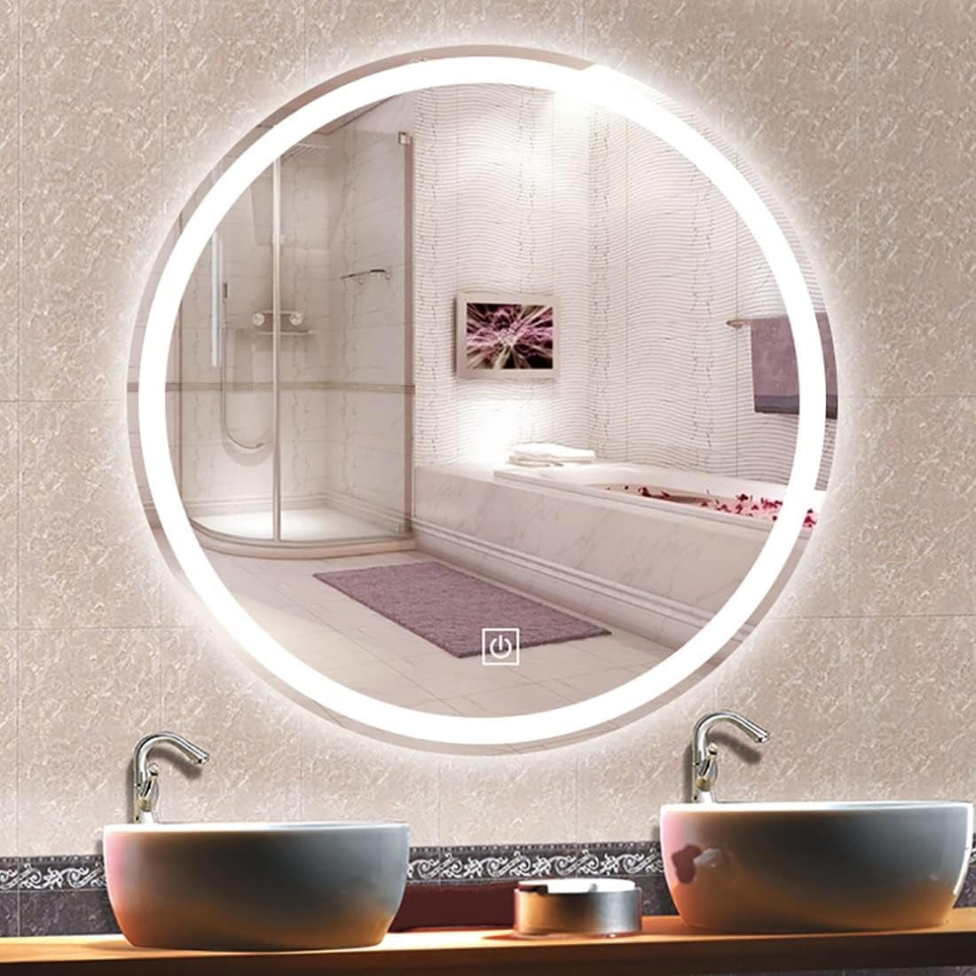 Round Bathroom Vanity Mirror With Lights,LED Bathroom Mirror Round ...
