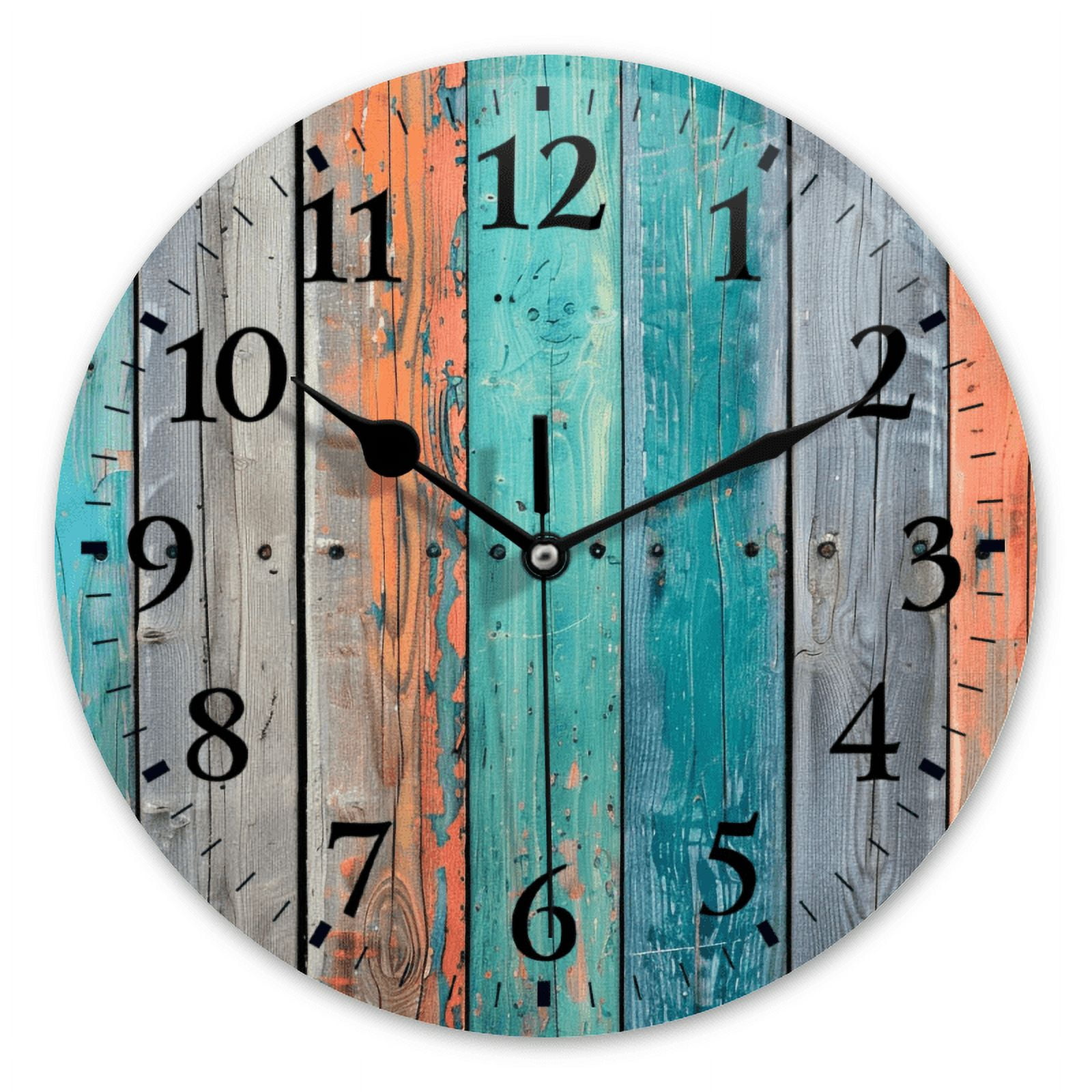 Round Battery Operated Wall Clocks Non-Ticking Silent Analog Clcoks ...