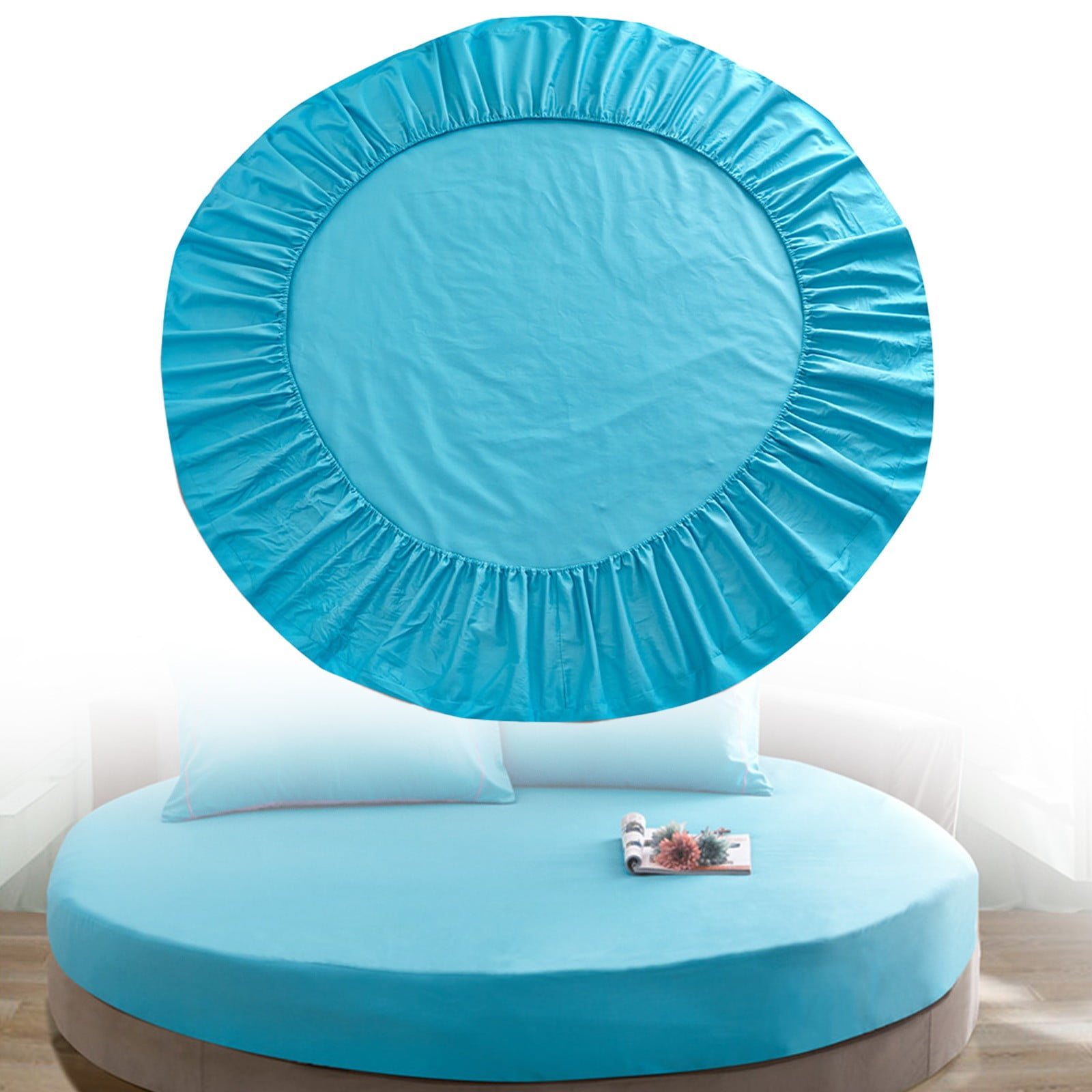 Round Bed Sheet 25cm Depth Pocket 200*200cm Solid Color Sheets Light ...