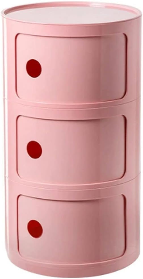 Round Bedside Table 2/3/4 Tier Plastic Nightstand Storage Unit Chest W ...