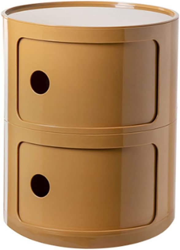 Round Bedside Table 2/3/4 Tier Plastic Nightstand Storage Unit Chest W ...