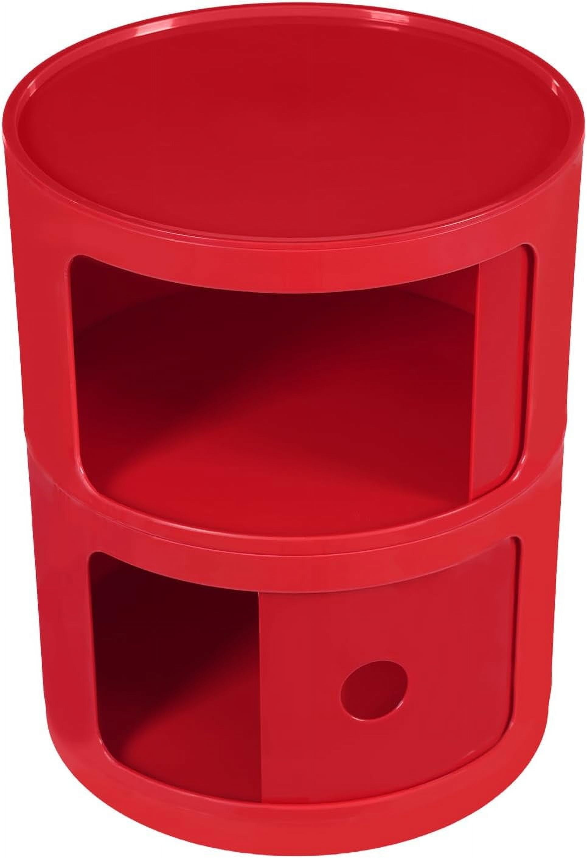 Round Bedside Table 2 Tier -Nightstand Storage Unit Chest W/Drawers ...