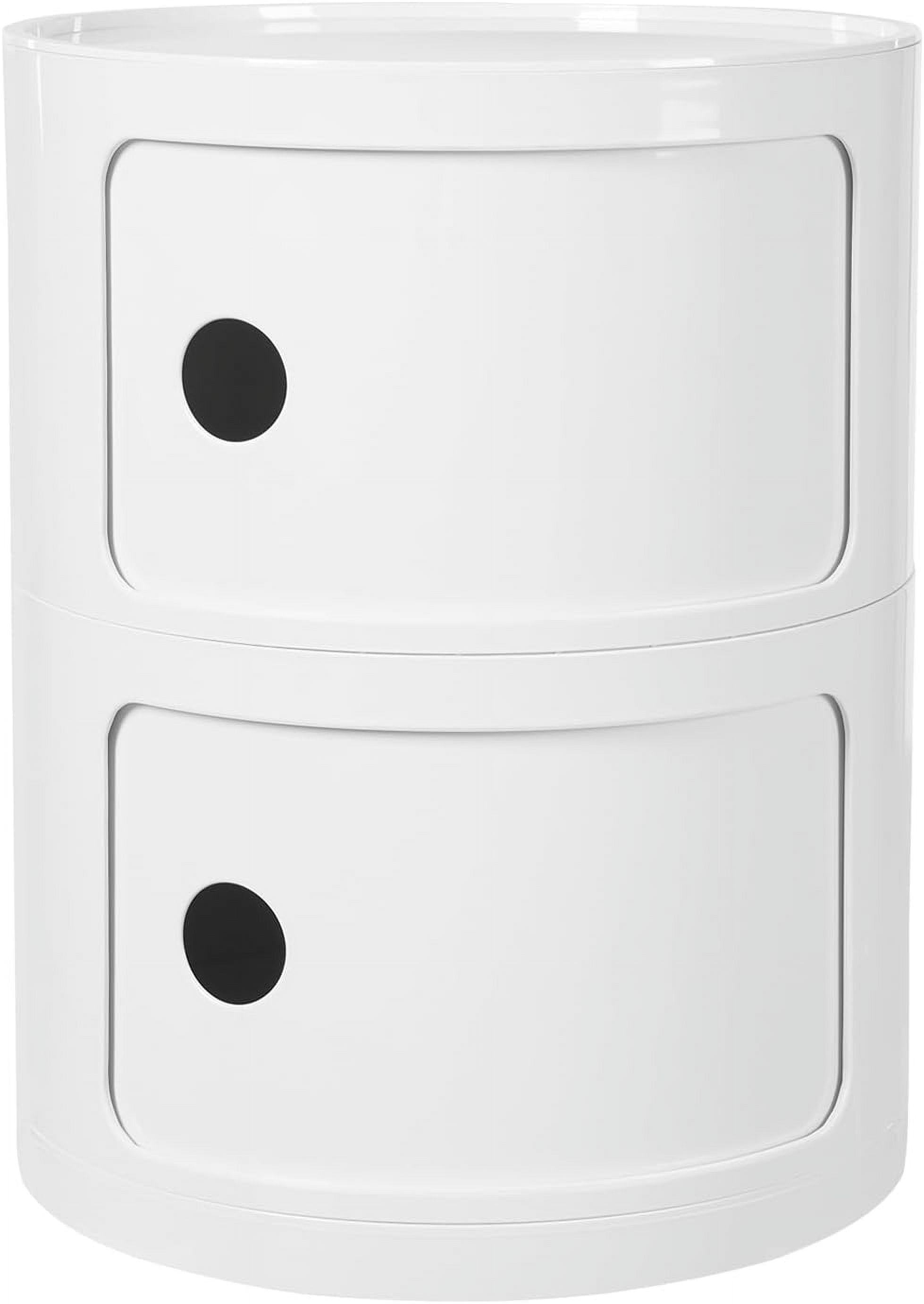 Round Bedside Table -Nightstand Storage Unit Chest W/Drawers & Sliding ...