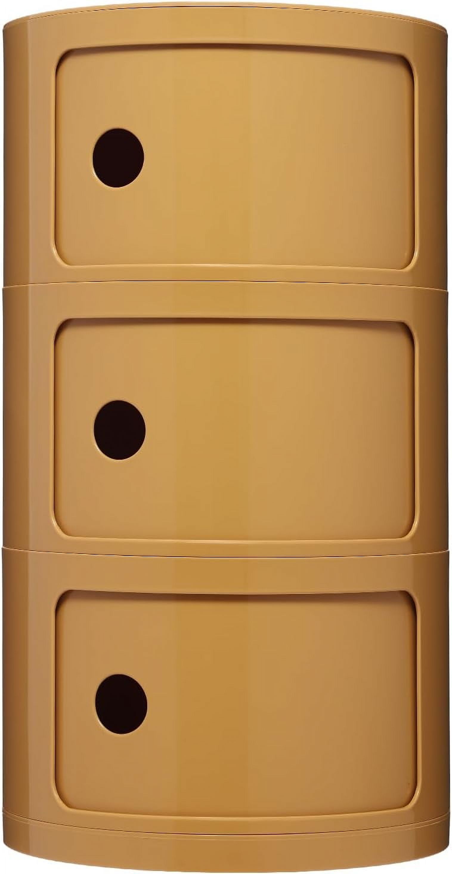 Round Bedside Table -Nightstand Storage Unit Chest W/Drawers & Sliding ...