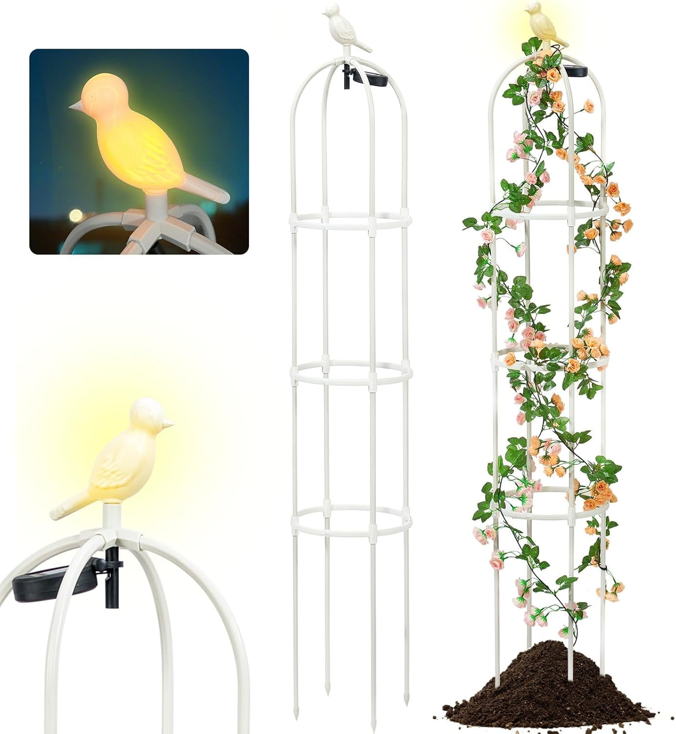 Round Bird Head Metal Garden Obelisk Trellis for Climbing Plants ...