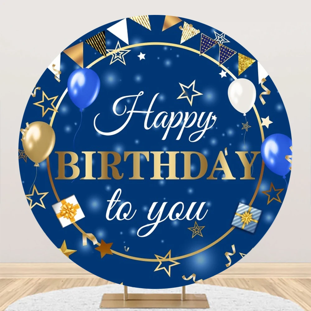 Round Birthday Party Backdrop Cover Headboard Diamond Square Frame Gold ...