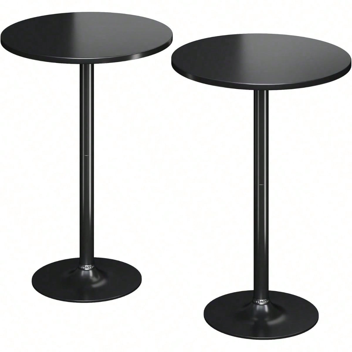 Round Bistro Pub Table 2 Pack Modern Style Metal Base MDF Top Cocktail ...