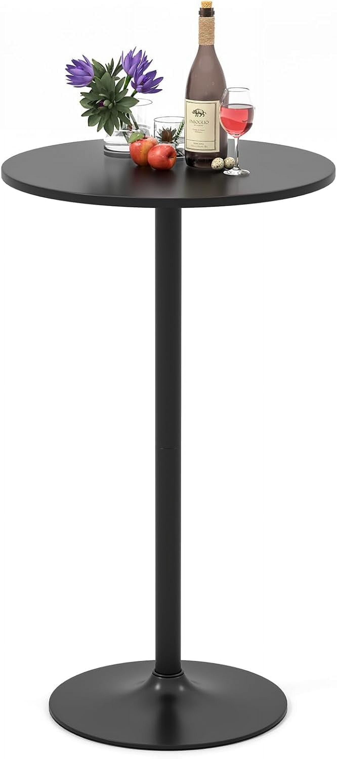 Round Bistro Table, Height Adjustable Bar Height Cocktail Table, High ...