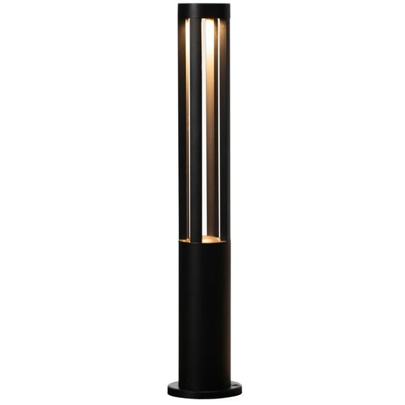 Round Black LED Garden Aluminum Light, Decorative Outdoor Bollard Light ...