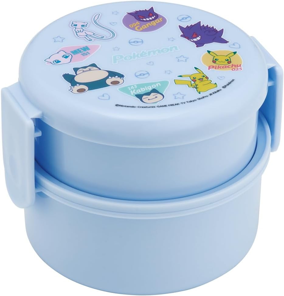 Round, Blue Pokemon Lunch Box, 16.9 fl oz (500 ml) with Fork. Made in ...