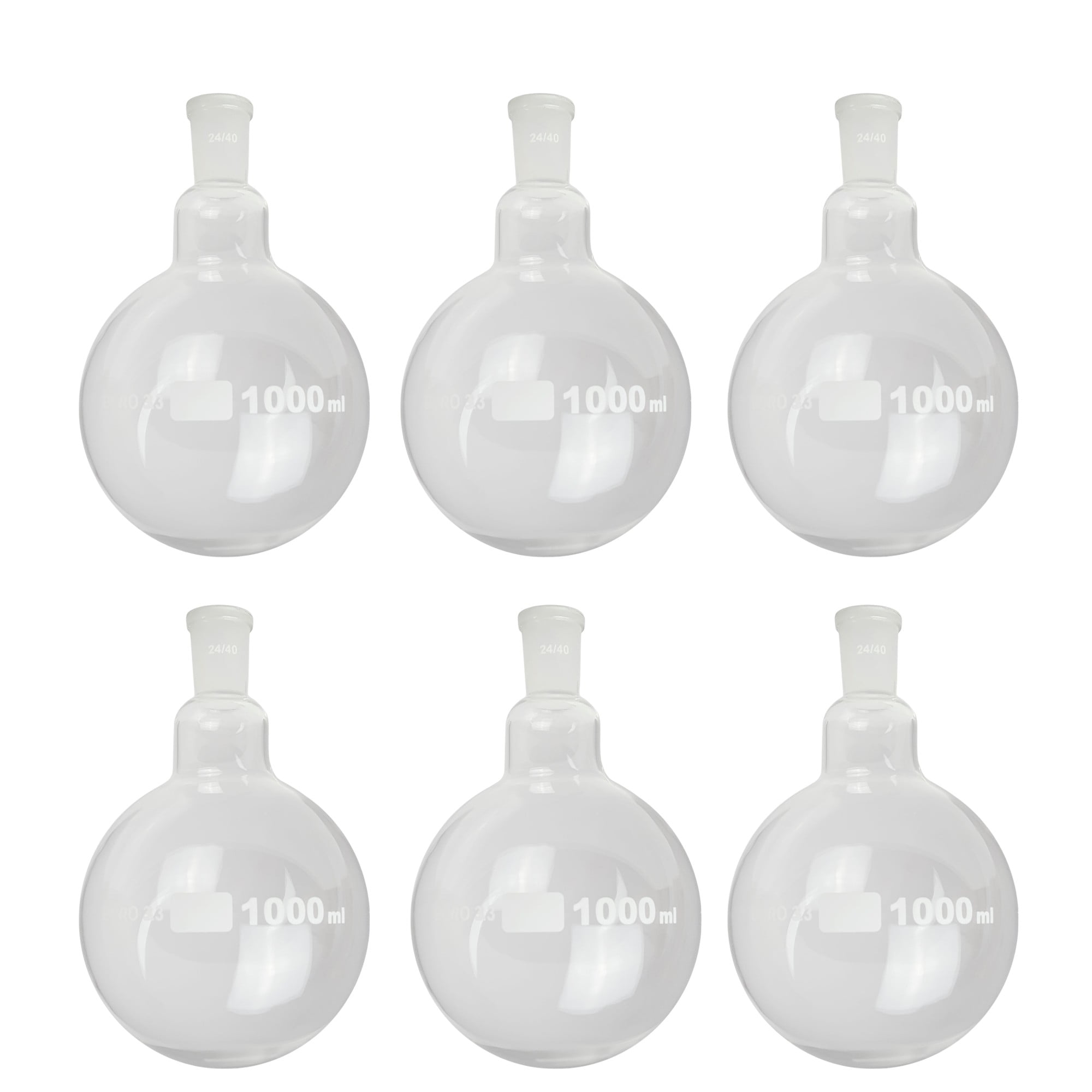 Round-Bottom Boiling Flask, 24/40 Ground Glass Joint, 1000ml, Pack of 6 ...