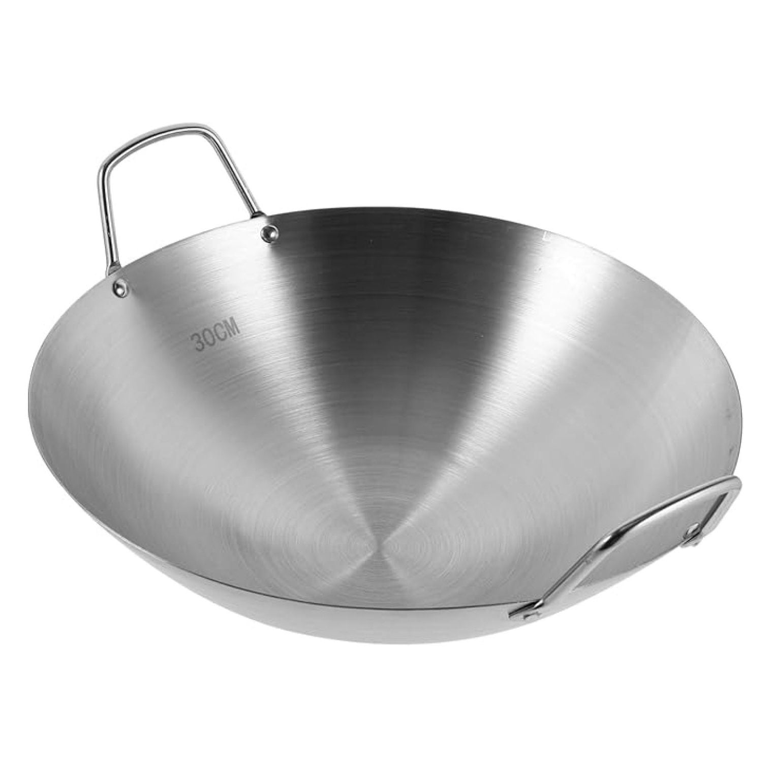 Round Bottom Wok Stainless Steel Deep Wok Stir Fry Pan Nonstick Frying ...