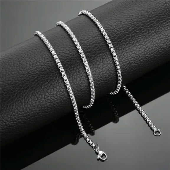 Round Box Chain Gold Plated Stainless Steel Necklace Men Women 16"-32 ...
