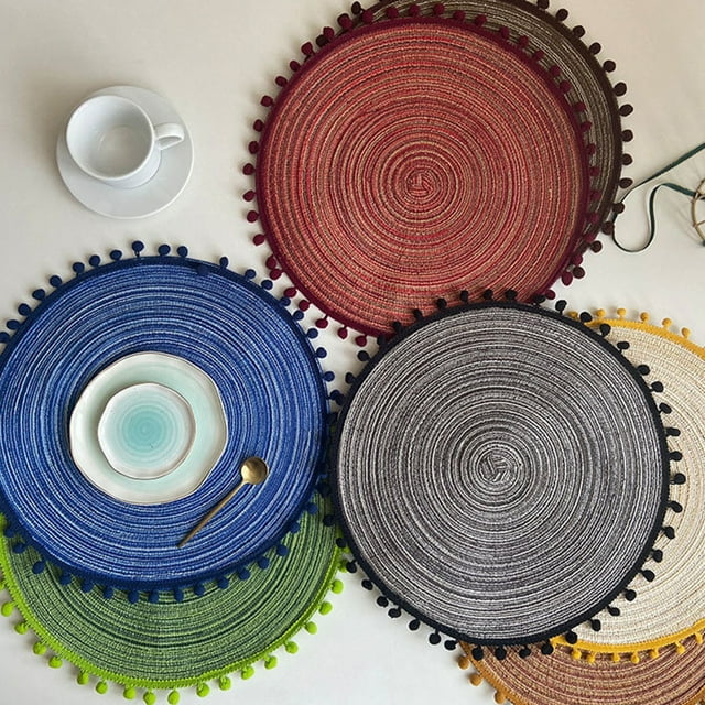 Round Braided Placemats Set of 4 Place mats for Dining Tables Woven ...
