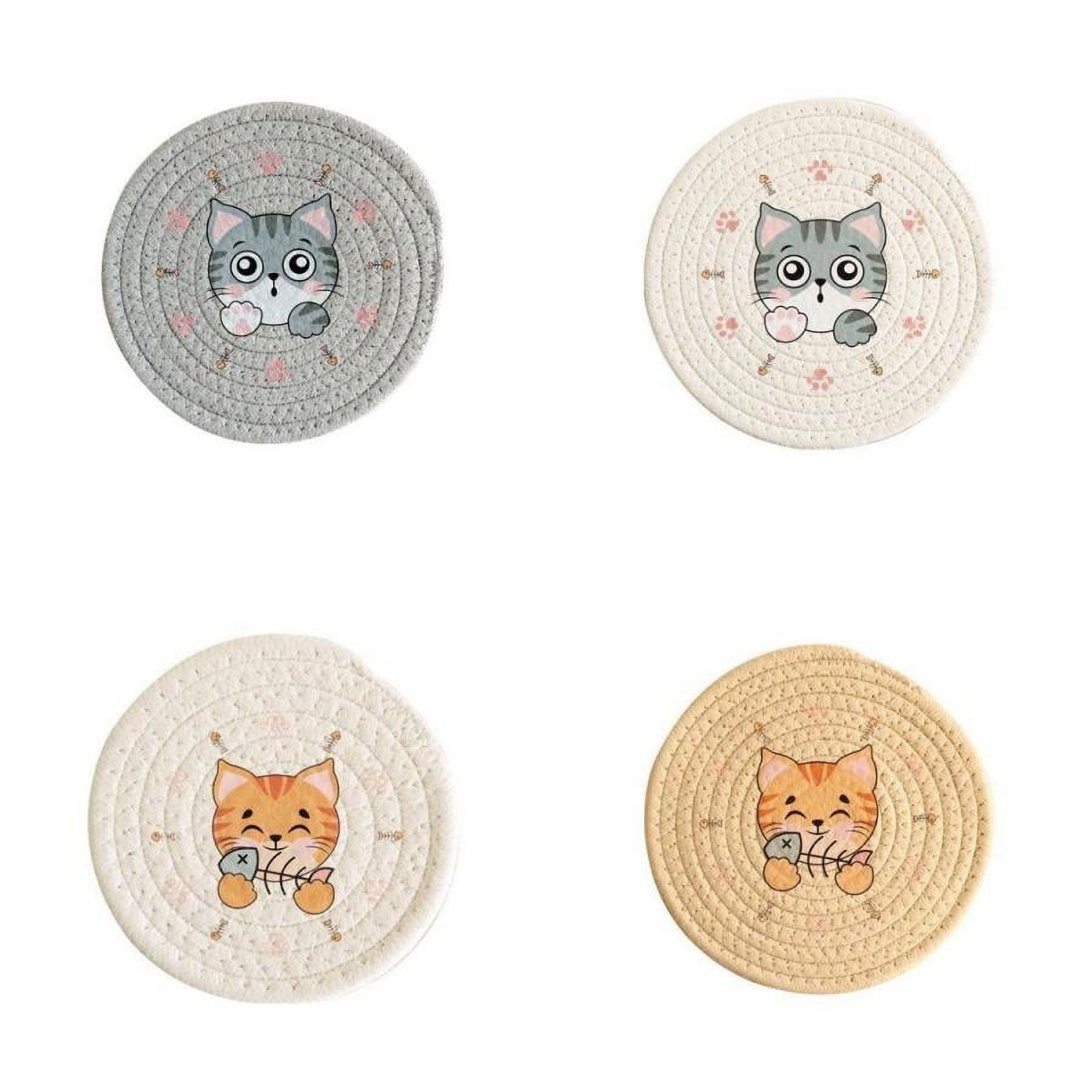 Round Braided Placemats Set of 4, Washable Non-Slip Table Mats, High ...