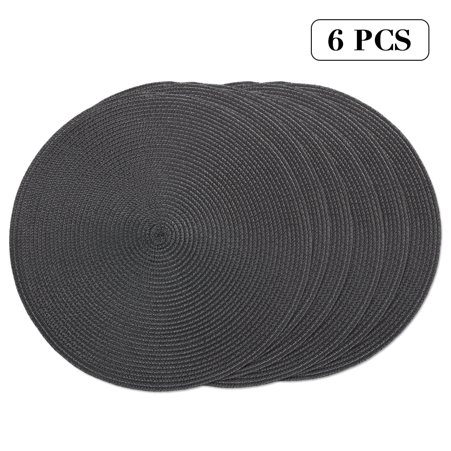 Round Braided 15 Inch Placemats, Set of 6, Woven, Washable, Non-Slip ...