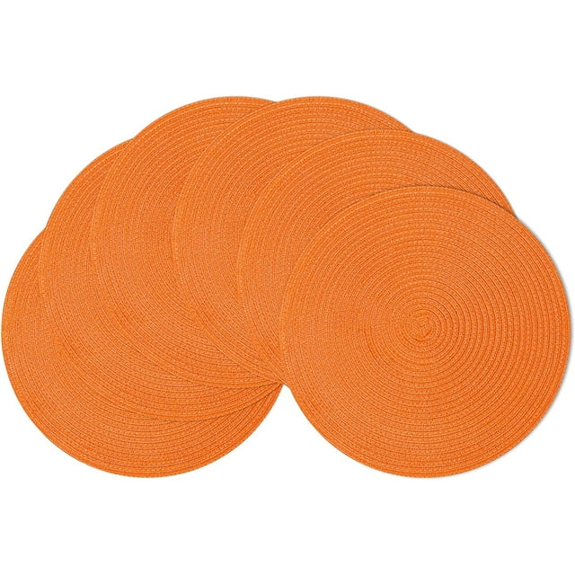 Astari 15 Inch Round Braided Placemats, Set of 6, Washable, Non-Slip ...