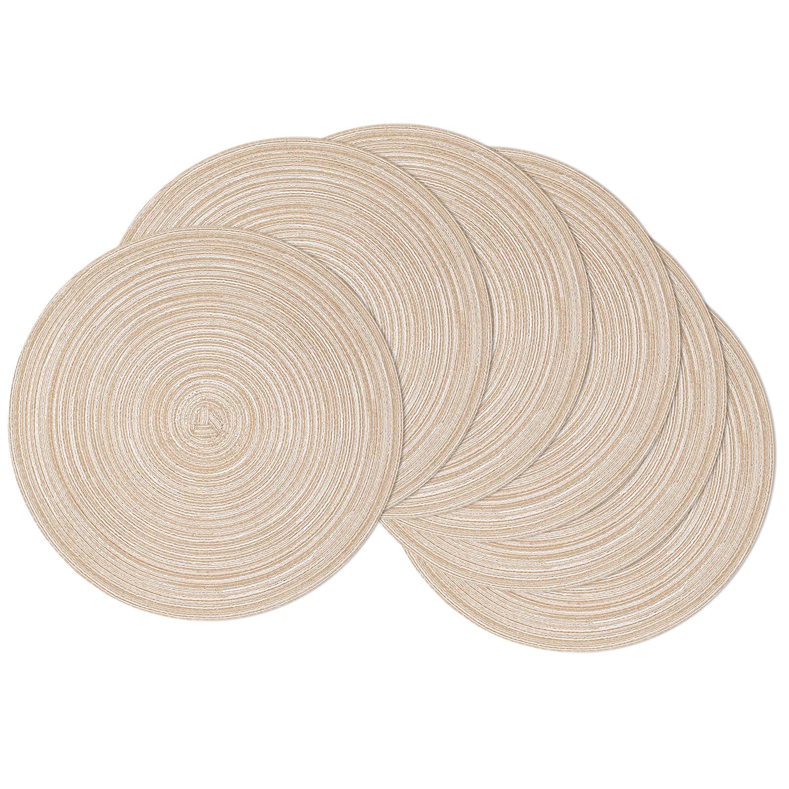 Coolmade Large Circular Woven Cotton Braided Table Mats, Non-Slip, Set ...