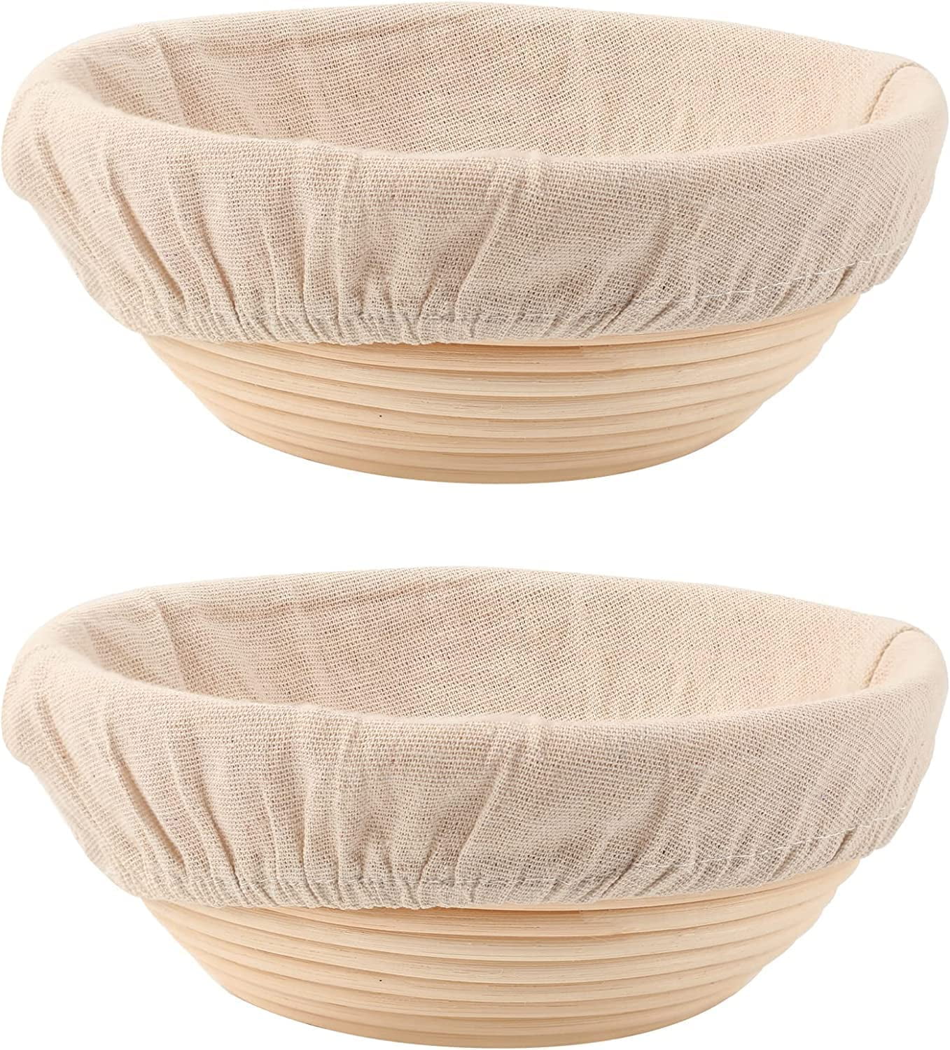 Round Bread Dough Proofing Rising Rattan Baskets(Set of 2, 9 inch) w ...