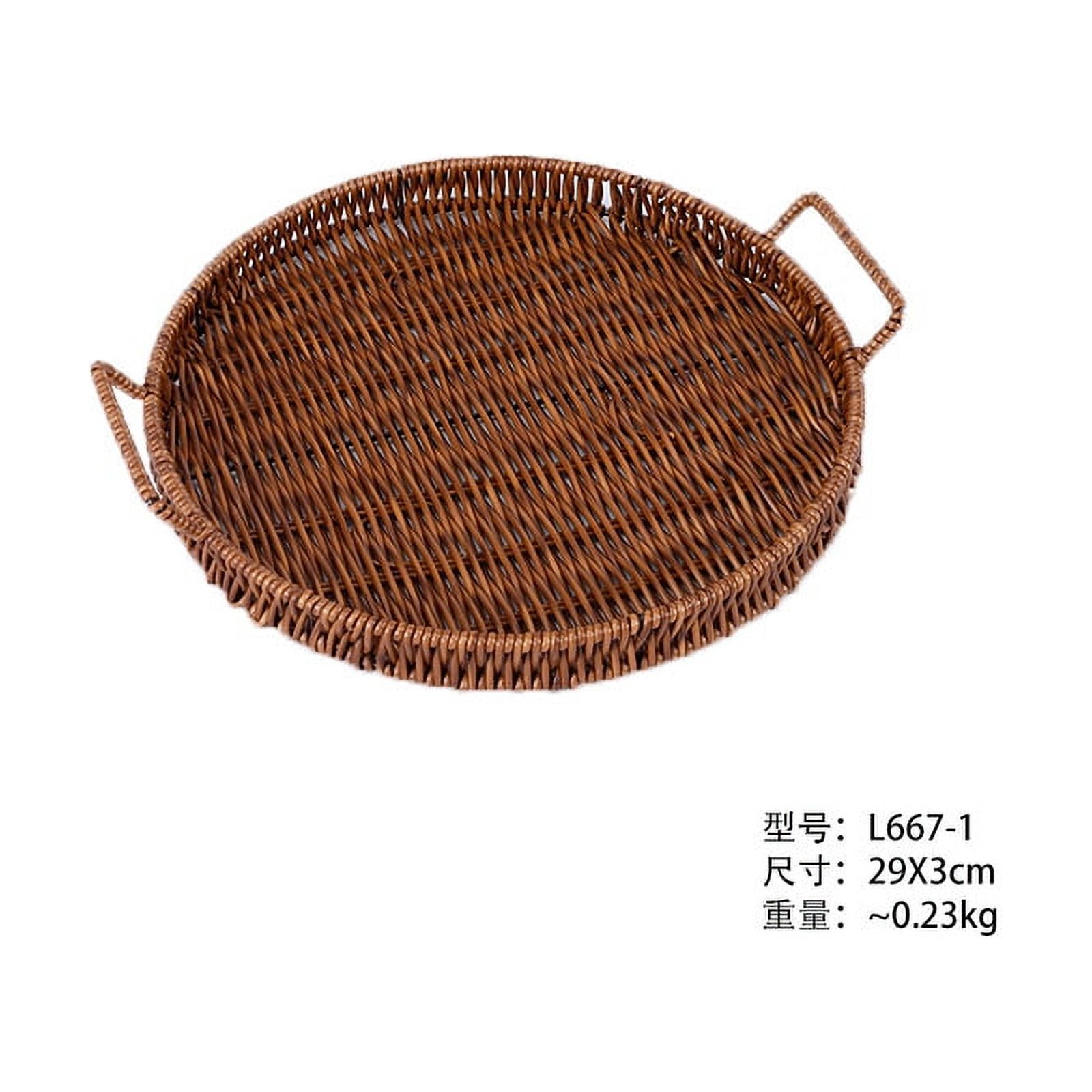 Round Bread Serving Basket Bread Serving Tray Snack Tray with Handles ...