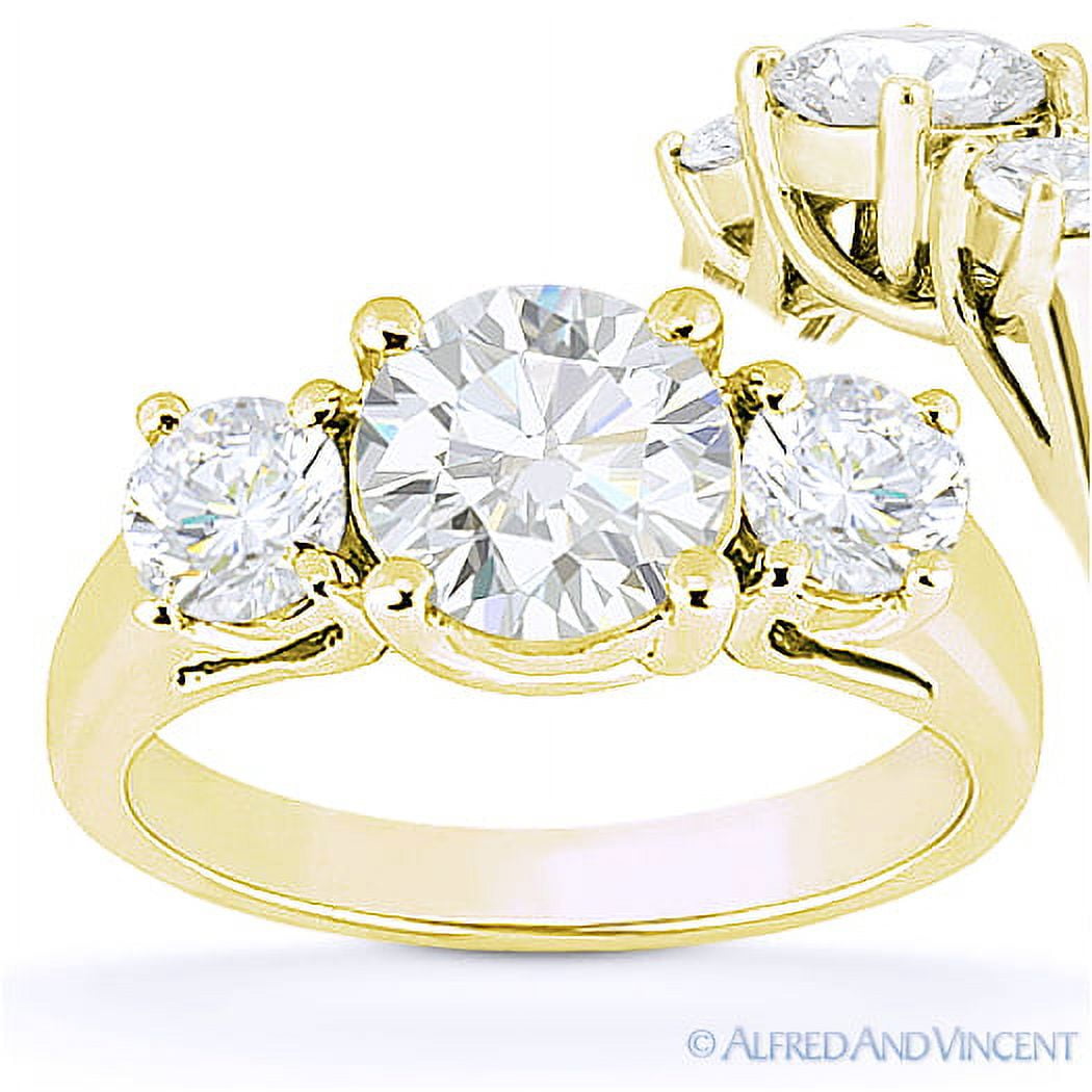 Round Cut Charles & Colvard Forever Brilliant Moissanite 3-Stone ...