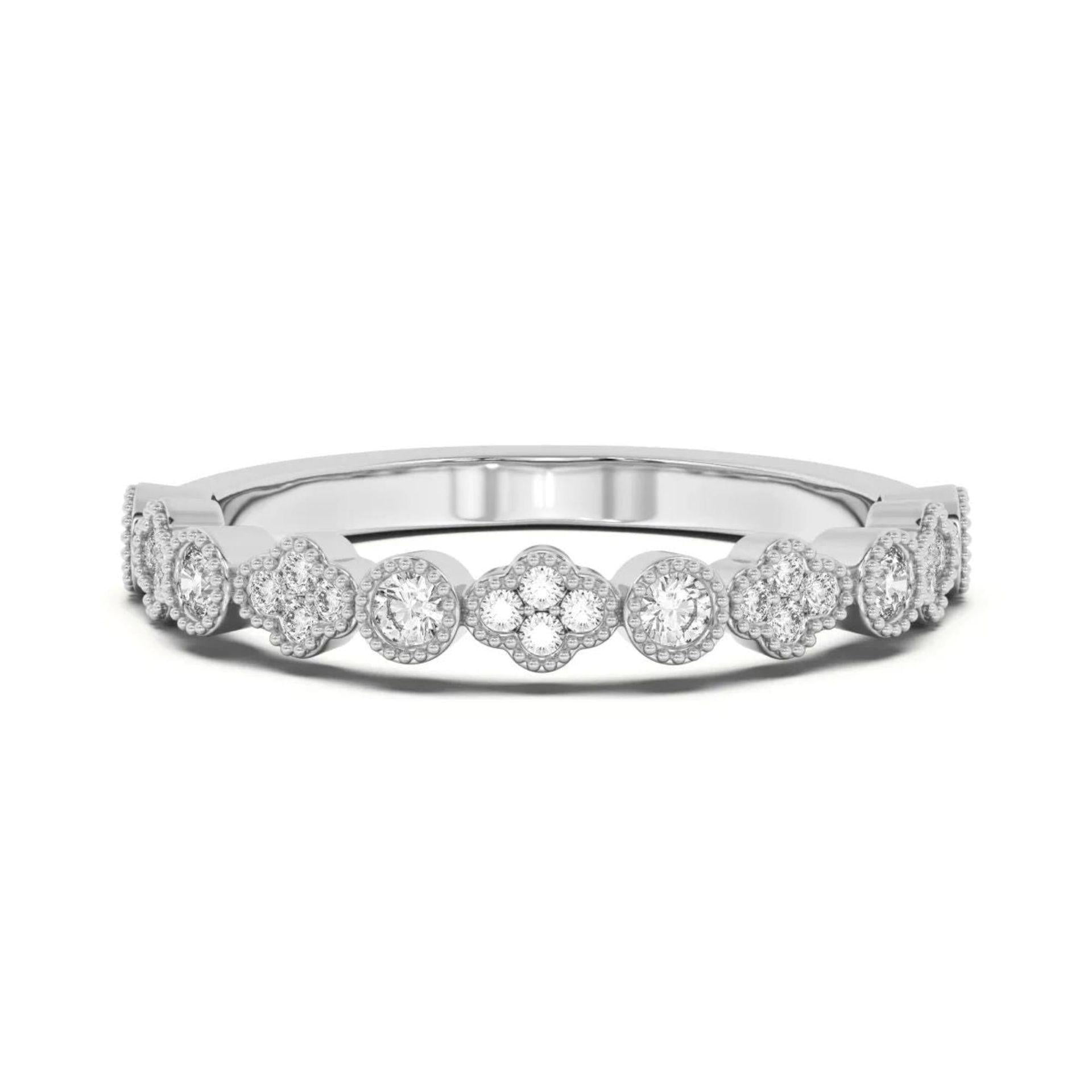Round Brilliant Cut Half Eternity Wedding Ring 18K White Gold - Walmart.com