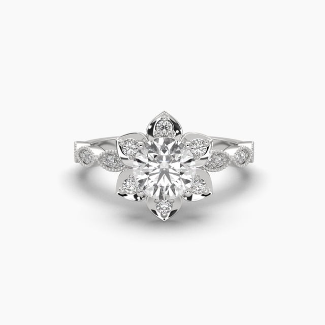 Round Brilliant Moissanite 18k Delicate Lily Ring - Walmart Business ...