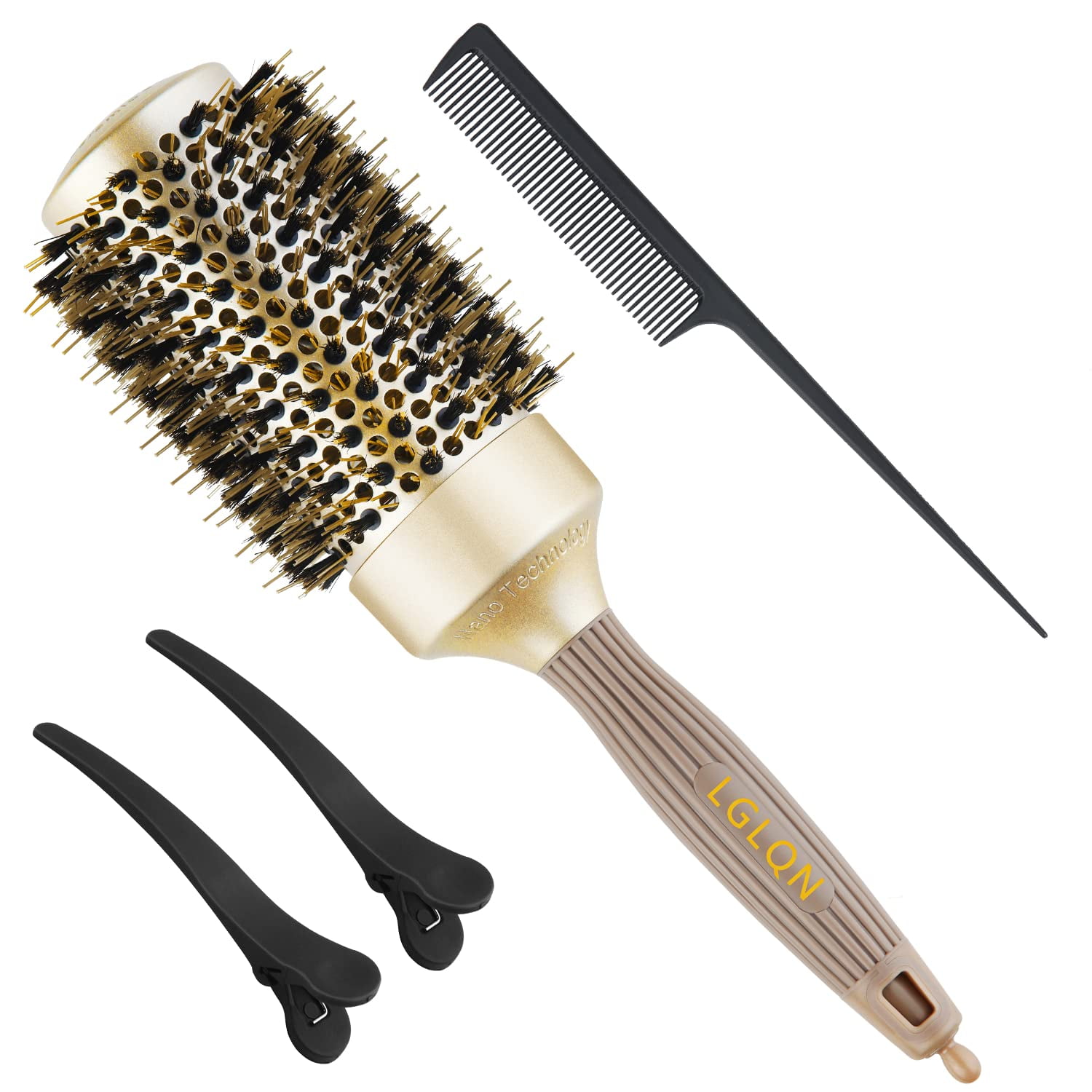 Round Brush for Blow Drying, Round Hair Brush Boar Bristles, Nano Thermal Ceramic & Ionic Tech ...