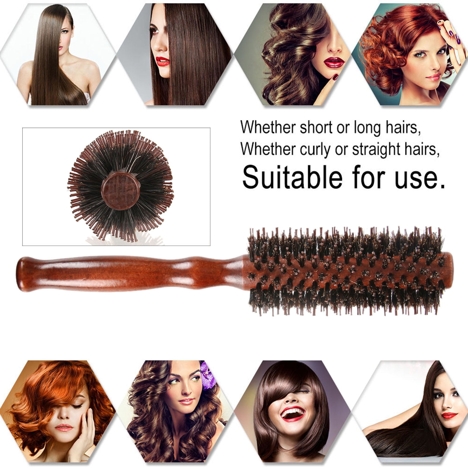 Round Brush,Round Brush Comb Salon Use Hair Brush Hair Comb Brush Blow ...