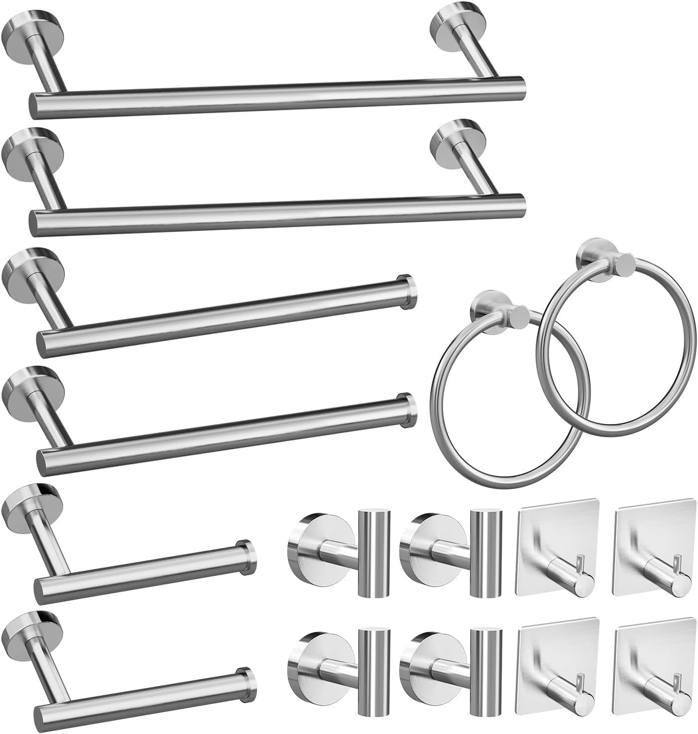 Round Brushed Nickel Bathroom Hardware: 16 Pieces Stainless Steel Bath ...