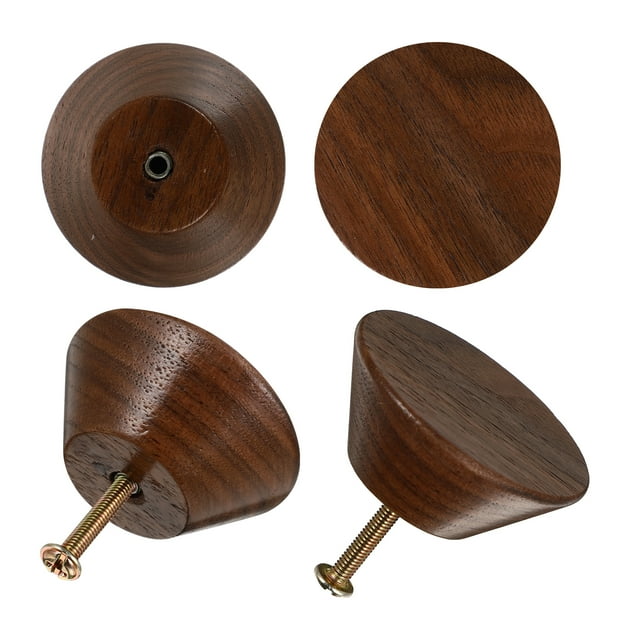 Round Button Handle 4 Pcs Drawer Pulls Wood Wooden Cabinet Knobs for ...